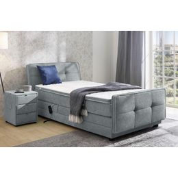 Jockenh&ouml;fer Boxspringbett, B:130cm L:225cm, grau, JOCKENH&Ouml;FER GRUPPE, Bezug Bett: Mittelstruktur (95% Polyester, 5% Nylon);Topper und Matratzenspiegel: 95%