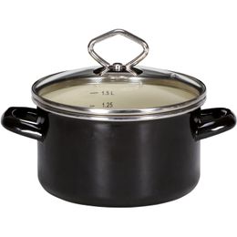 Kr&uuml;ger KR&Uuml;GER Fleischtopf, 3 l + &Oslash; 20cm + H&ouml;he 11cm, schwarz, T&ouml;pfe, Literskala, Glasdeckel, Induktion