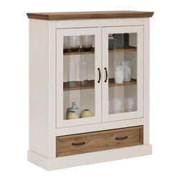 Vitrine Home Affaire, B:100cm H:120cm T:38cm, wei&szlig;, Glas, MDF, Massivholz, Wohnzimmer, Schr&auml;nke, "Selma Highboard", aus massivem Kiefernholz, mit