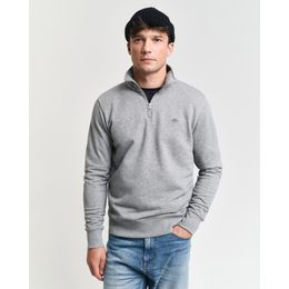 Gant Herren Sweatshirt "REG SHIELD HALF ZIP SWEAT", grau, Gr. 4XL, Sweatware, Obermaterial: 87% Baumwolle, 13% Polyester, Sweatshirts, mit
