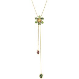Swarovski Damen Y-Kette "Schmuck Geschenk Idyllia Y-Anhänger Blume", Metall, L: 70, gold, Metall, Halsketten, mit Swarovski Kristall