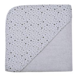 W&ouml;rner Kapuzenhandtuch W&Ouml;RNER, B:100cm L:100cm, grau, Frottee, Frottier, Handt&uuml;cher, "Sterne hellgrau Kapuzenbadetuch 100/100", obere Lage der Kapuze aus