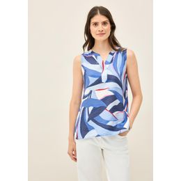 Cecil Damen Blusentop, blau, Gr. M, mehrfarbig, Stoff, 86% Viskose, 14% Nylon, Blusen, mit Multicolour Muster
