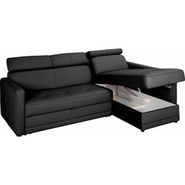 Ecksofa, B:225cm H:94cm T:165cm, schwarz, exxpo - SOFA FASHION, Kunstleder SOFTLUX;NaturLEDER (echtes Rindsleder) in Sitz und Rücken. Korpus in