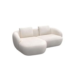 Wohnlandschaft FLEXLUX, B:217cm H:85cm T:146cm, beige, 100% Polyester, Sofas, "Torino, rund, L-Form, Sofa-Ecke mit Recamiere, Longchair-Sofa",