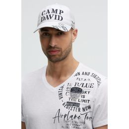 CAMP DAVID Herren Baseball Cap, wei&szlig;, bedruckt, bestickt, Baumwolle, Caps, mit verst&auml;rktem Schirm