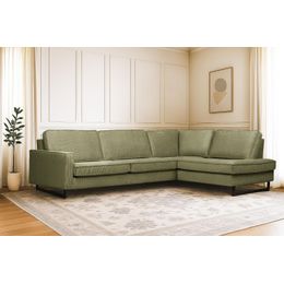 Ecksofa Home Affaire, B:290cm H:85cm T:217cm, grün, Luxus-Microfaser in Lederoptik (100% Polyester);Cord (92% Polyester, 8% Polyamide), Wohnzimmer,