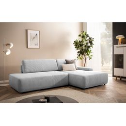 Ecksofa Home Affaire, B:276cm H:82cm T:164cm, grau, 100% Polyester, Wohnzimmer, Sofas, "TORGE, Schlafsofa Cord, Samtvelours u. Strukur fein, Couch in