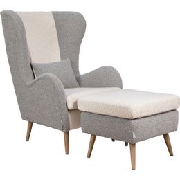 Sessel Home Affaire, B:78cm H:118cm T:94cm, beige, 100% Polyester, Wohnzimmer, Sessel, "Salla Bezug Bouclé oder Struktur fein, Ohrensessel",