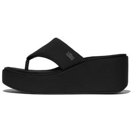 fitflop Damen Zehentrenner "PLATFFORMS WEDGE", Gr. 41, schwarz, Textil, Schuhe, Keilsandale, Plateauschuh mit gepaddeter Bandage