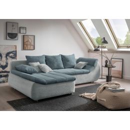 Ecksofa Inosign, B:270cm H:90cm T:170cm, blau, Microfaser PRIMABELLE (100% Polyester) / Struktur (82% Polyester, 9% Viscose, 7% Baumwolle, 2%