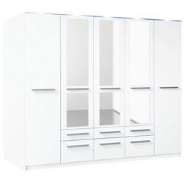 Kleiderschrank Priess, B:230cm H:193cm T:54cm, weiß, Holzwerkstoff, Schlafzimmer, Schränke, "Schrank Garderobe Wäscheschrank Barcelona in 5 Breiten",