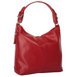 Samantha Look Damen Henkeltasche, rot, Leder, gl&auml;nzend, Taschen, echt Leder, Made in Italy