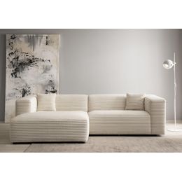 Ecksofa Home Affaire, B:267cm H:66cm T:163cm, beige, Wohnzimmer, Sofas, "BAKELS, L-Form in Cord oder Boucle-Stoff, moderne Couch", wahlweise