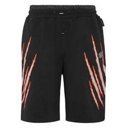 Plein Sport Herren Shorts "Scratch"0270, schwarz, silber, Gr. M, Obermaterial: 88% Baumwolle, 12% Polyester, Hosen