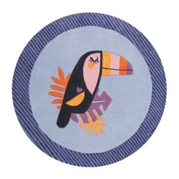 Kinderteppich Esprit, H:9mm &Oslash;:100cm, blau, Kunstfaser, Teppiche, "E-Toucan ESP-4373", besonders weich, Motiv Toucan