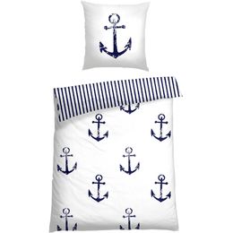 Bettw&auml;sche Schiesser, wei&szlig;, Renforc&eacute;, Obermaterial: 100% Baumwolle, Jugendzimmer, Bettw&auml;sche, "Marina, maritime Momente in frischer Farbkombination",