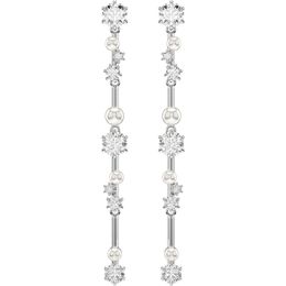 Swarovski Damen Paar Ohrstecker "Schmuck Geschenk Constella Drop-Ohrh&auml;nger", Metall Perlen, silber, Metall, Perlen, Ohrringe, mit Swarovski Zirkonia
