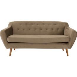 3-Sitzer Home Affaire, B:178cm H:78cm T:73cm, beige, Webstoff, Sofas, "Renne", mit Heftung im R&uuml;cken im skandinavischem Stil