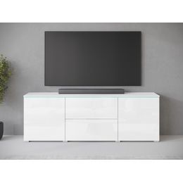 Lowboard Inosign, B:180cm H:61,8cm T:34,5cm, weiß, Wohnzimmer, Sideboards, Lowboard Vera, 2 Türen/2 Schubladen, TV-Schrank mit viel Stauraum
