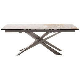 Esstisch MCA furniture, B:200cm H:76cm T:95cm, grau, Keramik / Sicherheitsglas schwarz lackiert / 13 mm, Edelstahl;Gestell: Edelstahl geb&uuml;rstet,