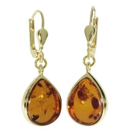 OSTSEE-SCHMUCK Damen Paar Ohrh&auml;nger "- Classic 12 x 9 mm Tropfen - Gold 333/000 - Bernstein", Gelbgold 333, gold, Gelbgold 333, Ohrringe