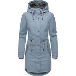 PEAK TIME Damen Regenjacke "L60042", blau, Gr. M, Obermaterial: 100% Polyurethan, Futter 1: 100% Polyester, Futter 2: 60% Baumwolle, 40% Polyester,
