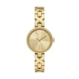 Armani Exchange Damen Quarzuhr, gold, Armbanduhren, Armbanduhr, Damenuhr, Edelstahlarmband, analog