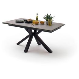 Esstisch MCA furniture, B:160cm H:76cm T:90cm, grau, Keramik-Sicherheitsglas-Metall Gestell, Wohnzimmer, Tische, "Nagano", Esstisch Glas-Keramik mit