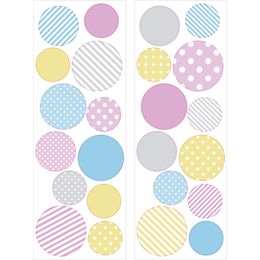 Wandtattoo, B:70cm H:25cm T:0,5cm Ø:74,33cm, bunt, Art for the home, PVC, Wohnzimmer, Wandtattoos, "Punkte", Wandaufkleber - Dots - Pastellfarben - 2