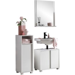Badm&ouml;bel-Set Welltime, wei&szlig;, Holzwerkstoff, Kastenm&ouml;bel-Sets, "Dex", bestehend aus Waschbeckenunterschrank, Unterschrank, Spiegelelement