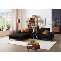 Ecksofa W.Schillig, B:303cm H:70cm T:193cm, schwarz, Longlife Xtra-Leder Z59: Glattleder mit modischer Pr&auml;gung. Hautst&auml;rke 0, 9 - 1, 1 mm,