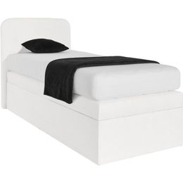 Boxspringbett, B:105cm L:212cm, wei&szlig;, Westfalia Schlafkomfort, Box und Kopfteil: Microvelours (100% Polyester) oder Kunstleder (Polyurethan);Bezug