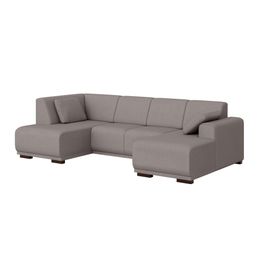 Wohnlandschaft Home Affaire, B:300cm H:85cm T:162cm, grau, 100% Polyester, Sofas, "BORNHOLM U-Form mit Recamiere rechts/links, B/T/H: 300/162/85 cm",