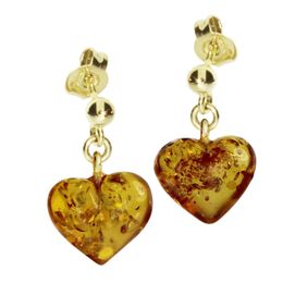 OSTSEE-SCHMUCK Damen Paar Ohrh&auml;nger "- Herz 14 mm - Gold 333/000 - Bernstein", Gelbgold 333, gold, Gelbgold 333, Ohrringe