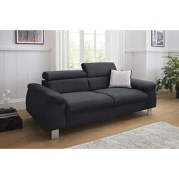 3-Sitzer COTTA, B:193cm T:104cm, grau, Microfaser PRIMABELLE (100% Polyester);Kunstleder SOFTLUX;Feinstruktur (100% Polyester);Kunstleder