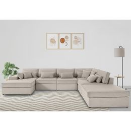 Wohnlandschaft OTTO HOME, B:360cm H:75cm T:260cm, beige, Baumwollmix (60% Baumwolle/40% Leinen);Struktur fein (100% Polyester);Samtoptik (100%