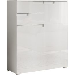 HBZ-MEBLE Kommode HBZ, B:100cm H:119cm T:40cm, wei&szlig;, Holzwerkstoff, Schlafzimmer, Sideboards, "Spice wei&szlig; hochglanz, BxHxT 100x119x40 cm", Kommode mit 2 T&uuml;ren,