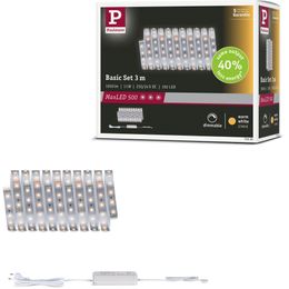 Paulmann LED-Streifen "MaxLED 500 LED Strip Warmwei&szlig; Basisset", Dioden 192 Stk., Gesamtl&auml;nge 3m, silber, K&uuml;che, Lichterketten