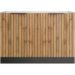 Sp&uuml;lenschrank KOCHSTATION, B:120cm H:82cm T:60cm, grau, Holzwerkstoff, K&uuml;che, Schr&auml;nke, "KS-Lagos", Breite 120 cm, wahlweise mit Sp&uuml;lbecken in
