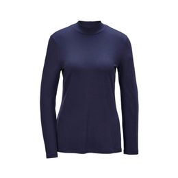 GOLDNER Damen Longpullover "Kurzgr&ouml;&szlig;e Stehkragenshirt mit Langarm", blau, Gr. 23, Obermaterial: 95% Modal CMD. 5% Elasthan EL., Pullover