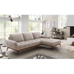Ecksofa, B:264cm H:87cm T:171cm, grau, exxpo - SOFA FASHION, Wohnzimmer, Sofas, "NICEA, erstklassiger Komfort, tolle Details, Holzsockel in eiche