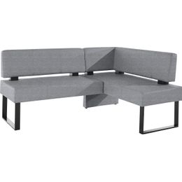 Eckbank Home Affaire, B:200cm H:89cm T:160cm, grau, Holzwerkstoff, Massivholz, Polyester, Esszimmer, Sitzb&auml;nke, "Oliver mit Metallgestell,