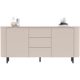 Sideboard Inosign "Lido, 181 cm breit, 2 T&uuml;ren, 3 Schubk&auml;sten, Kommode, Stauraumschrank", cashmere, B:181cm H:83cm T:43cm, FSC-zertifizierter Holzwerkstoff, Sideboards, Sideboard, Formgebogenes MDF, Stirnseiten mit Rundung, Push-to-open, Metallf&uuml;&szlig;e