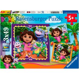 Ravensburger Kinder Puzzle "3x49, Dora the Explorer", bunt, B:21cm H:21cm, Puzzles, Made in Europe