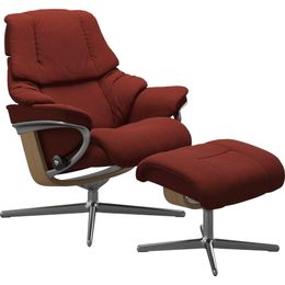 stressless "Reno" Set, Relaxsessel mit Hocker, mit Hocker, mit Cross Base, Gr&ouml;&szlig;e S, M & L, Holzakzent Eiche