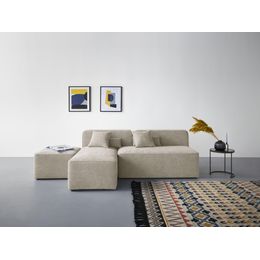 Ecksofa Home Affaire, B:220cm H:76,5cm T:153cm, grau, 100% Polyester, Wohnzimmer, Sofas, "Sundstrup L-Form", Modulserie, individuelle Zusammenstellung