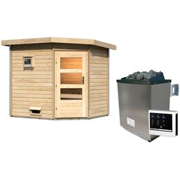 Karibu Saunahaus "Tore", Saunaofen, externe Steuerung, 9 kW, beige, Garten, Saunen, Ofen 9 KW externe Strg easy