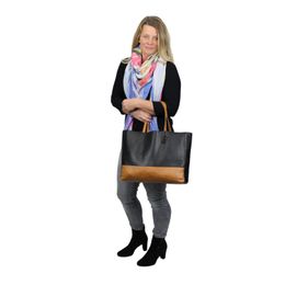 Damen Schultertasche "Linia", Collezione Alessandro, schwarz, Leder, Taschen, Echt Leder, Made in Italy