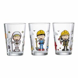 Ritzenhoff & Breker Kinderbecher "Kindergläser Berufe Jungen 205 ml 3er Set bunt", bunt, RITZENHOFF & BREKER, Trinkgefäße